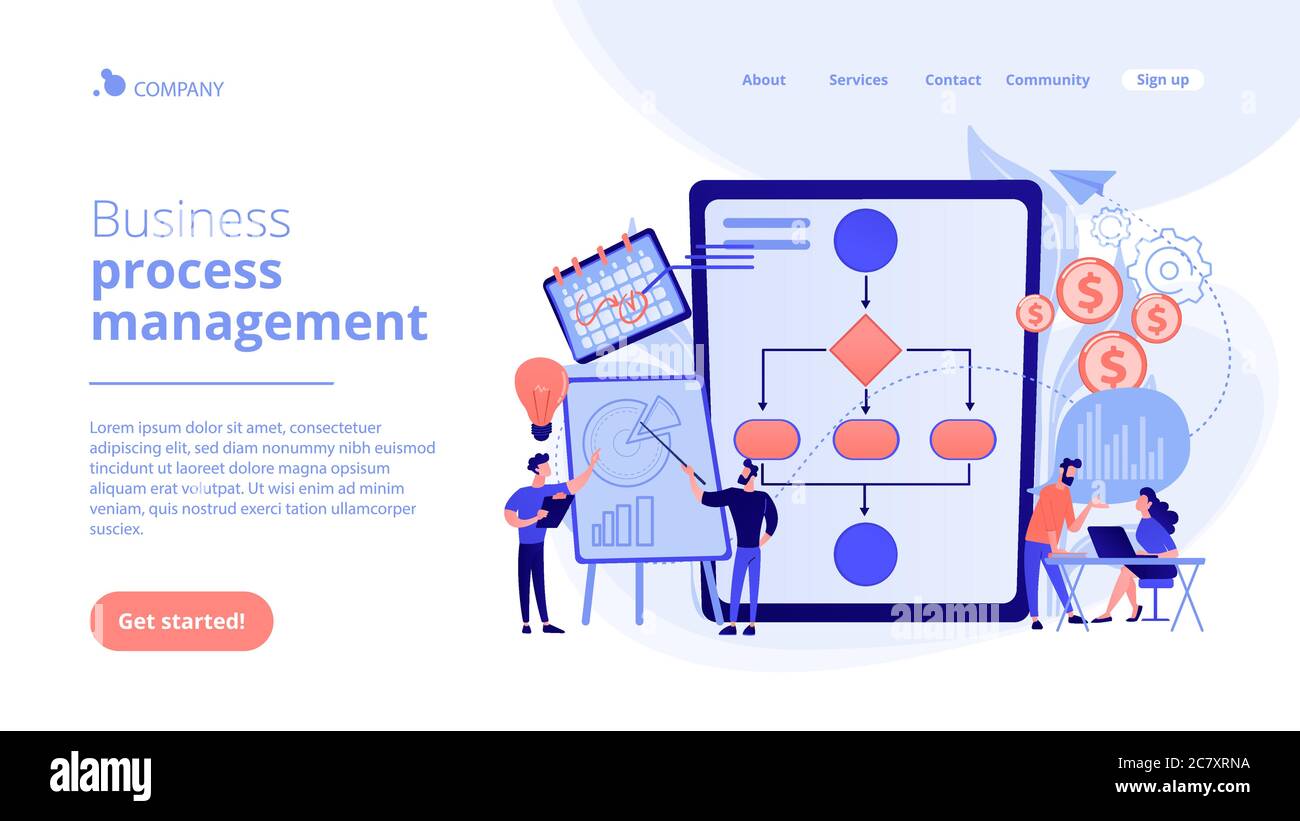 Business process management concept landing page Stock Vector Image ...