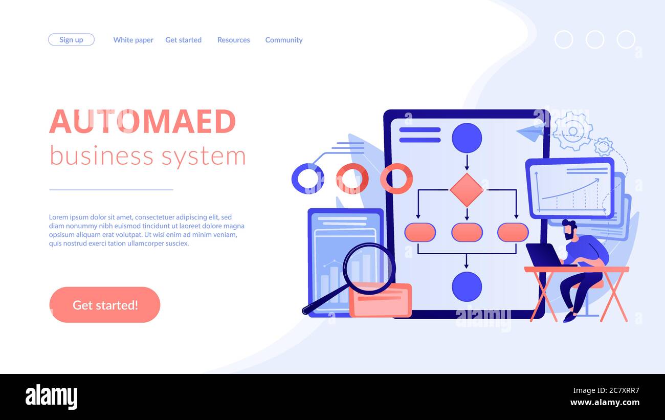 Business process automation BPA concept landing page Stock Vector Image ...