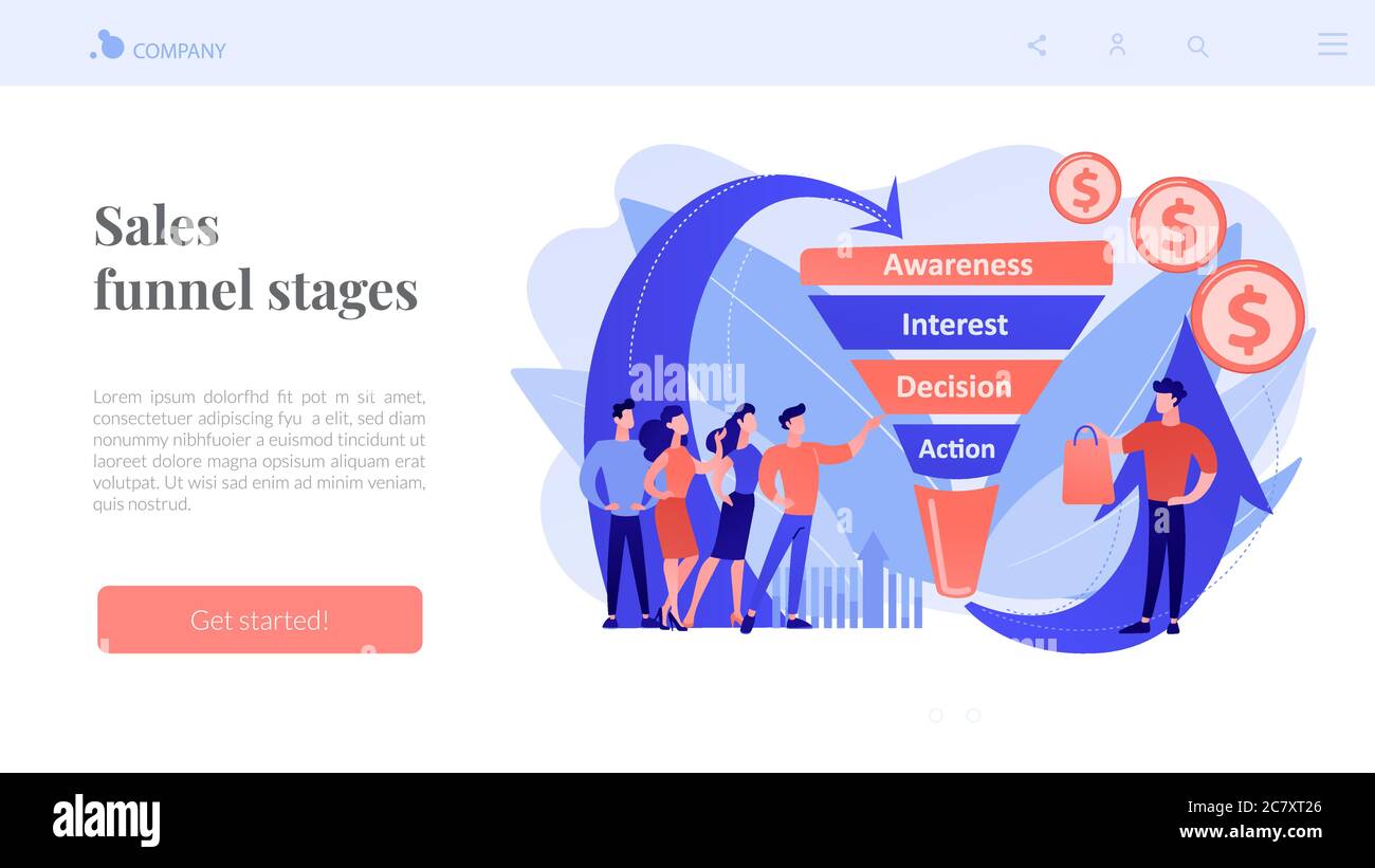 Sales funnel management concept landing page Stock Vector Image & Art ...