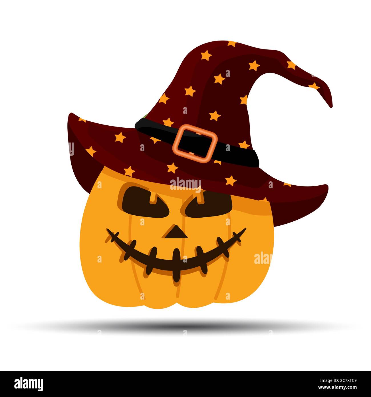 Jack-O-Lantern. Halloween pumpkin with witches hat isolated on white ...