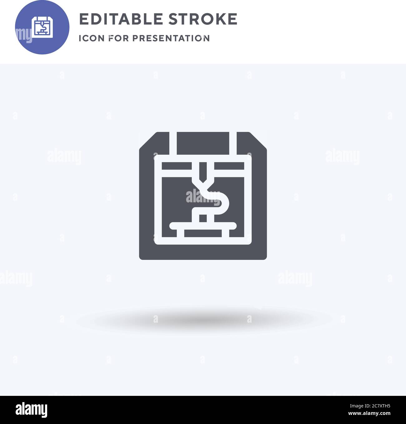 D Printer icon vector, filled flat sign, solid pictogram isolated on ...