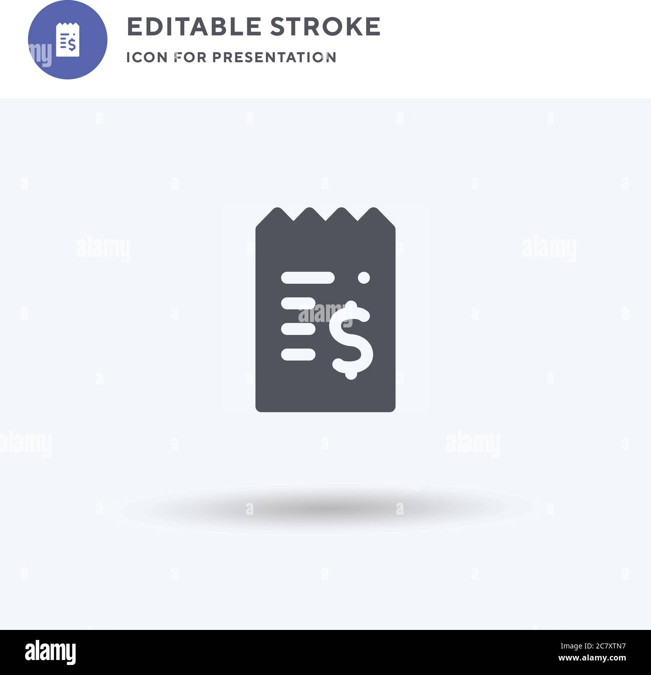 Receipt icon vector, filled flat sign, solid pictogram isolated on ...