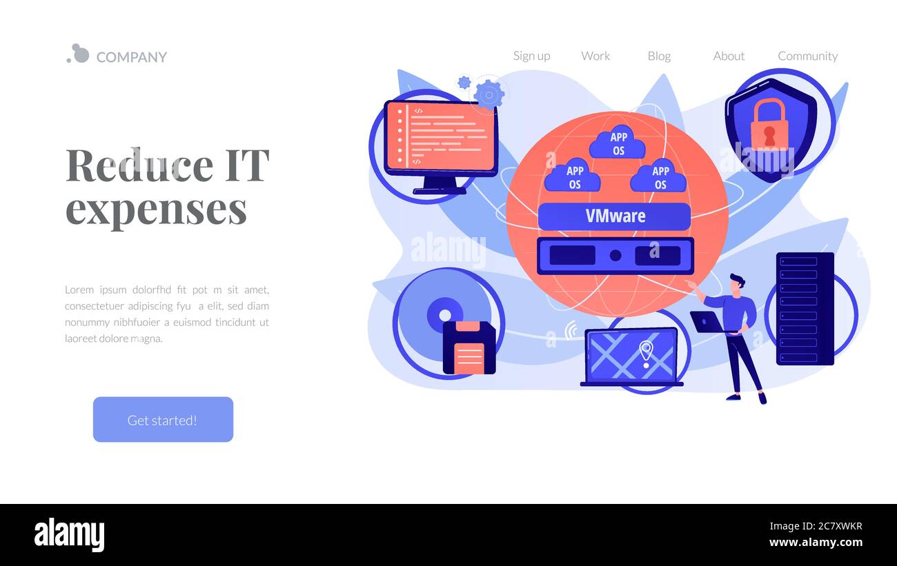 Virtualization technology concept landing page Stock Vector Image & Art ...