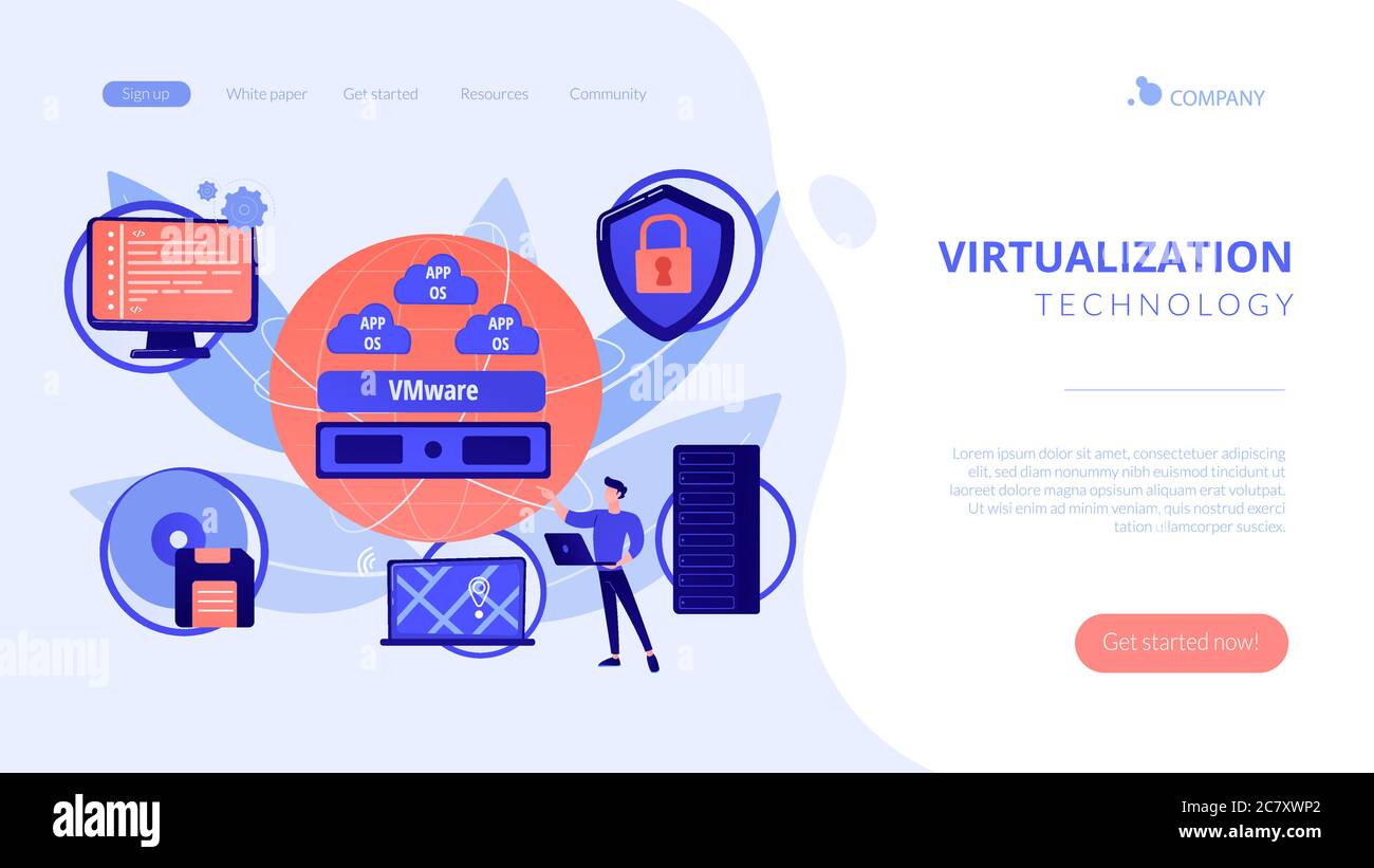 Virtualization technology concept landing page Stock Vector Image & Art ...