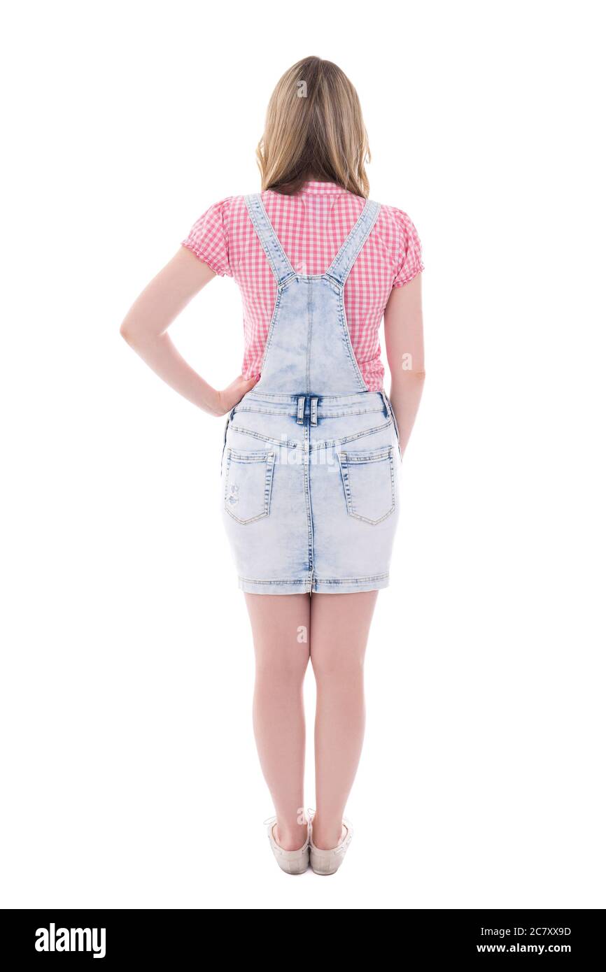 back view of beautiful teen girl isolated on white background Stock ...