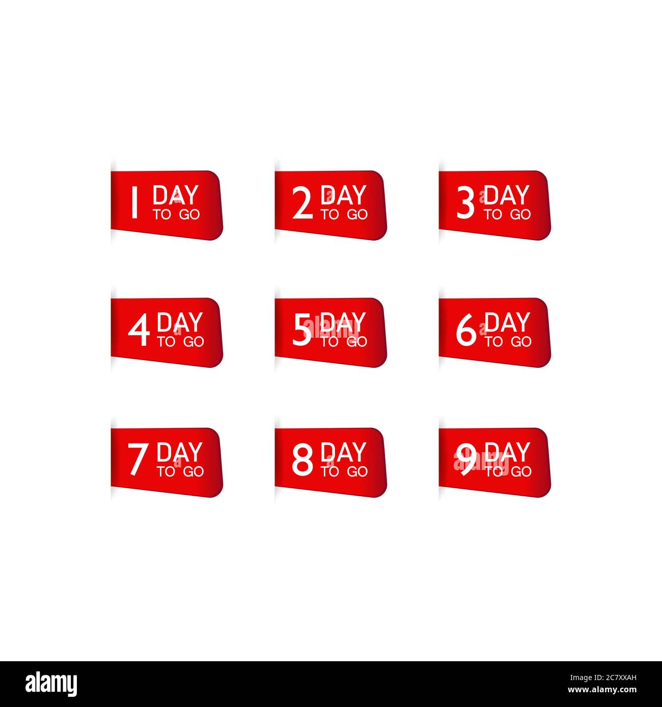 Set of number days left countdown for promotional banner. One day to go sign, label. Vector on ...