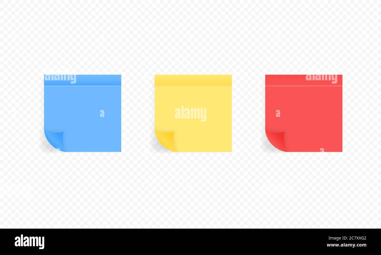 Set of color sheets of note papers. Realistic sticky notes. Reminder ...