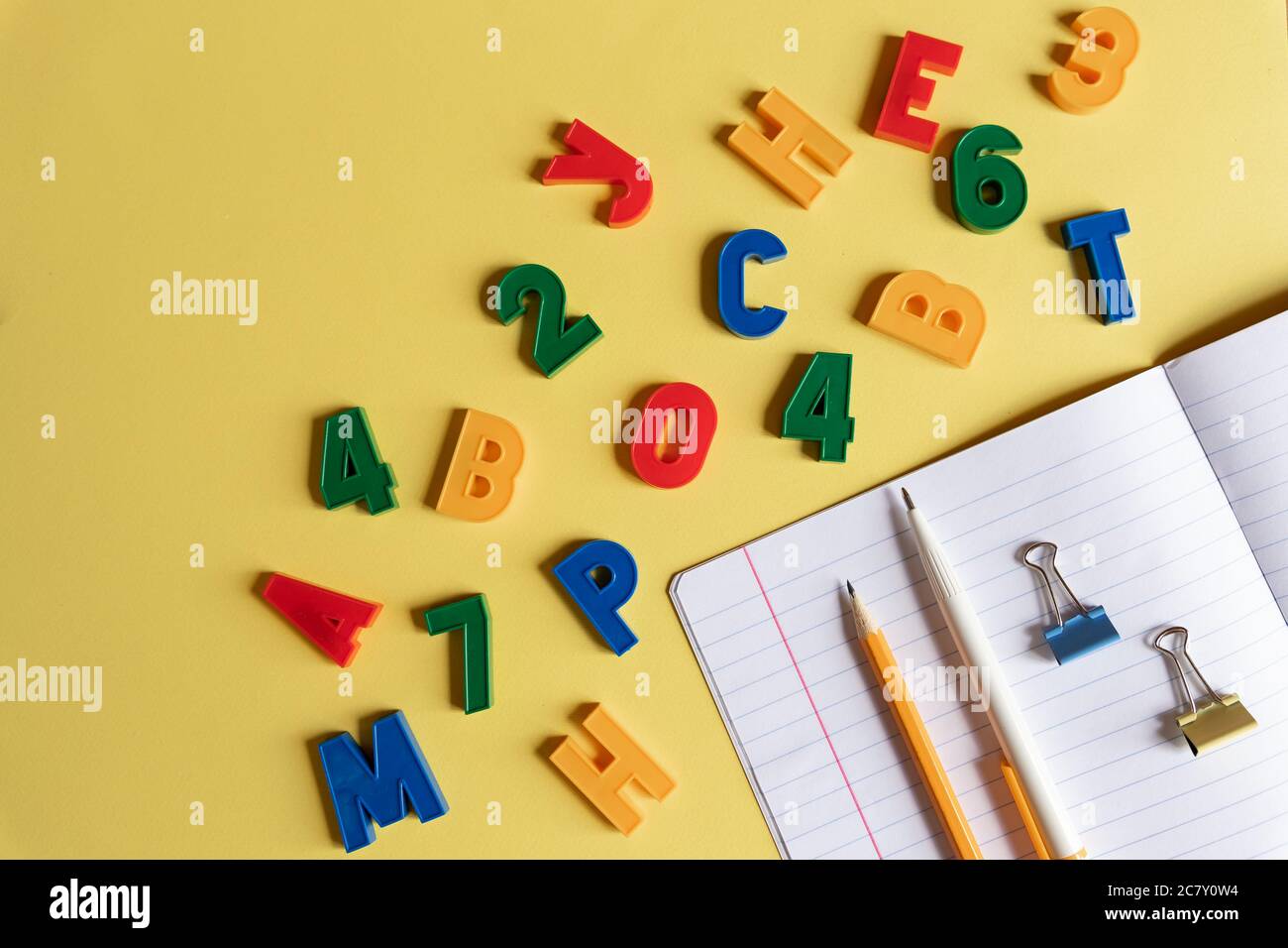 School supplies and stationery.Back to school concept. Frame with ...