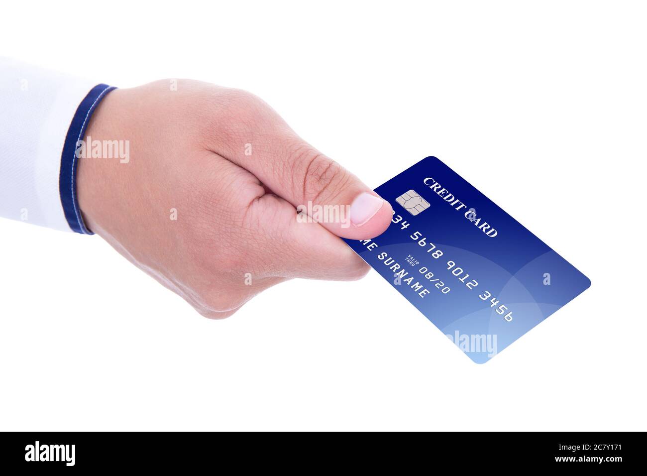 male hand giving credit card isolated on white background Stock Photo ...