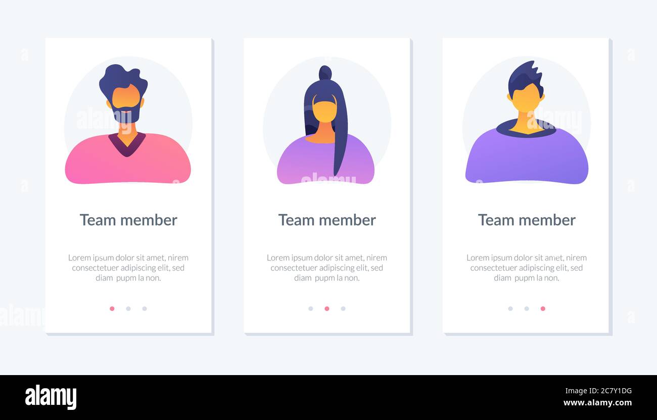 Team member app interface template Stock Vector Image & Art - Alamy
