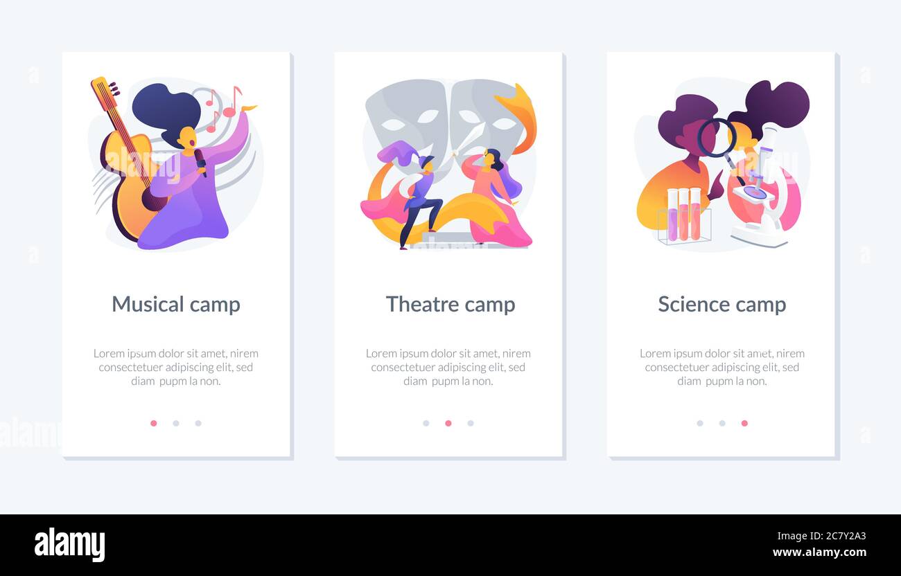Kids creative and science camps app interface template Stock Vector ...