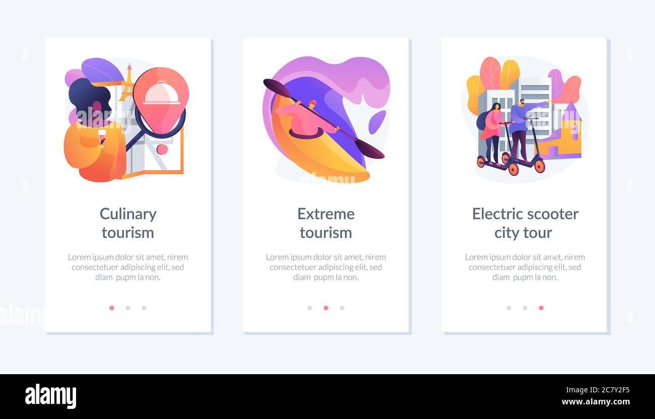 Adventure tourism activities app interface template Stock Vector Image ...