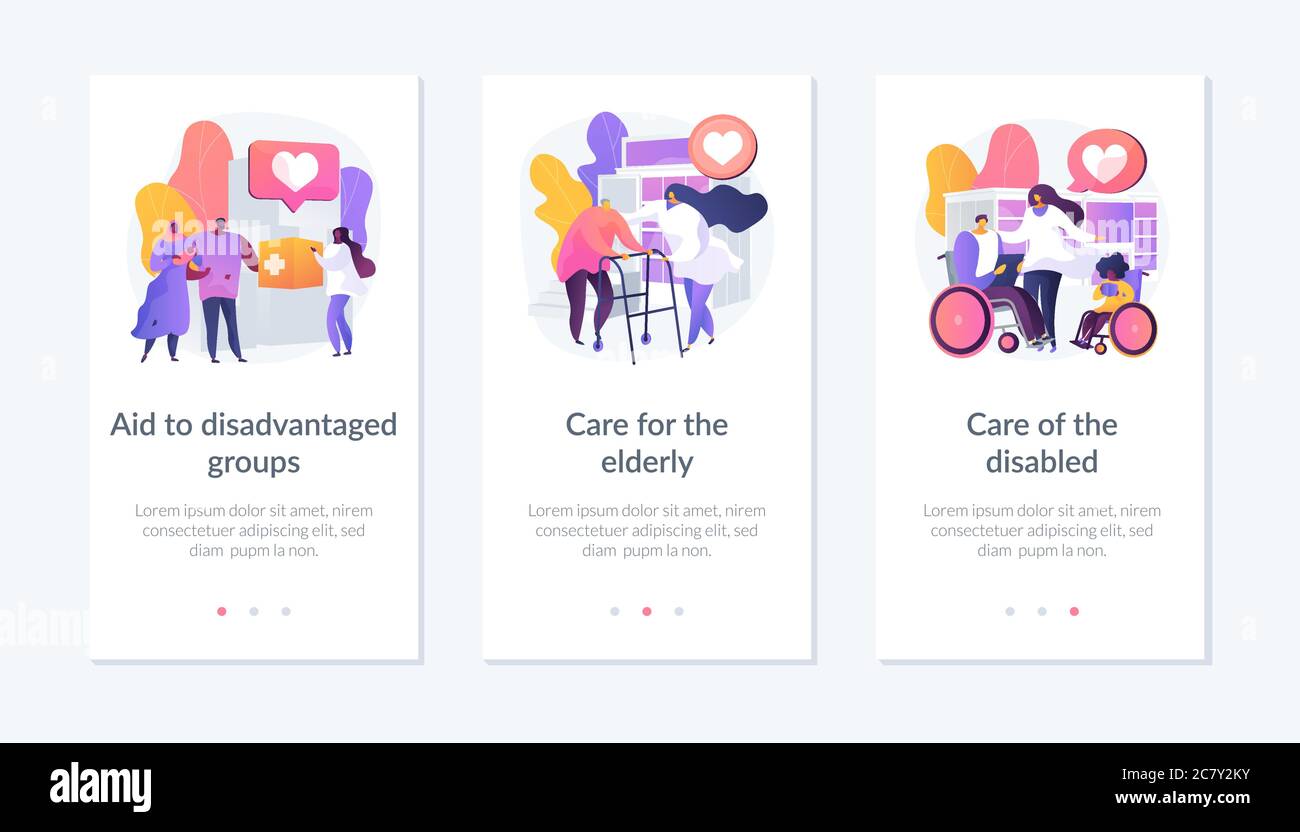 Social support for people in need app interface template Stock Vector ...