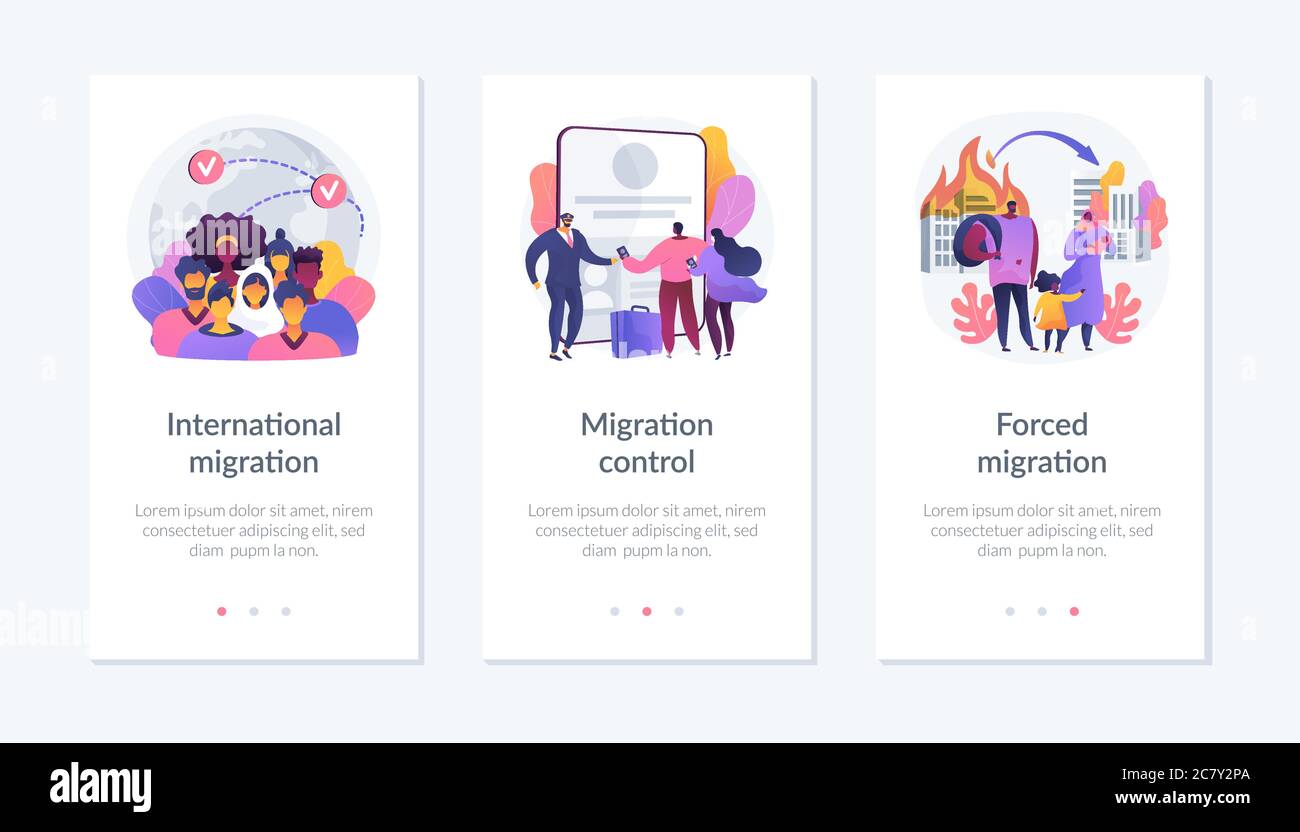 Population displacement, refugees app interface template Stock Vector ...