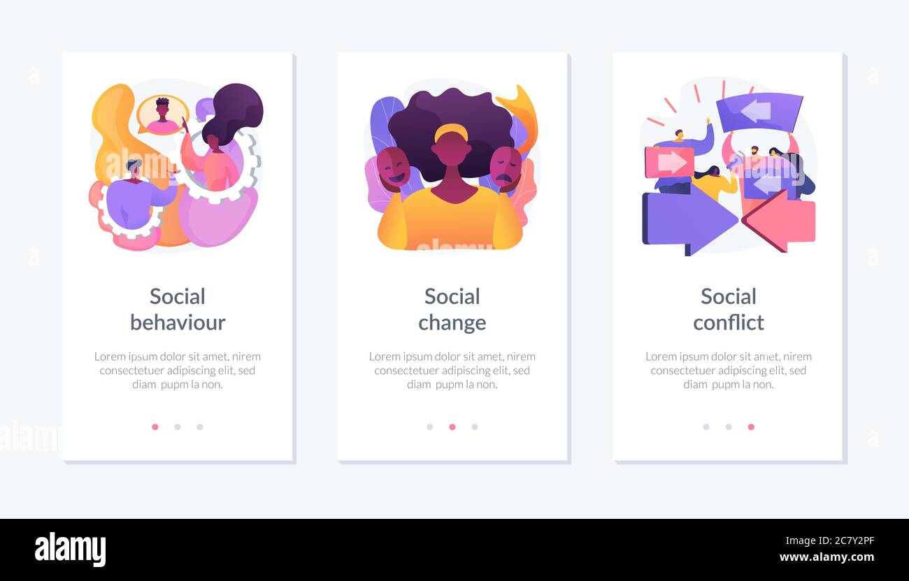 People interaction and communication app interface template Stock ...