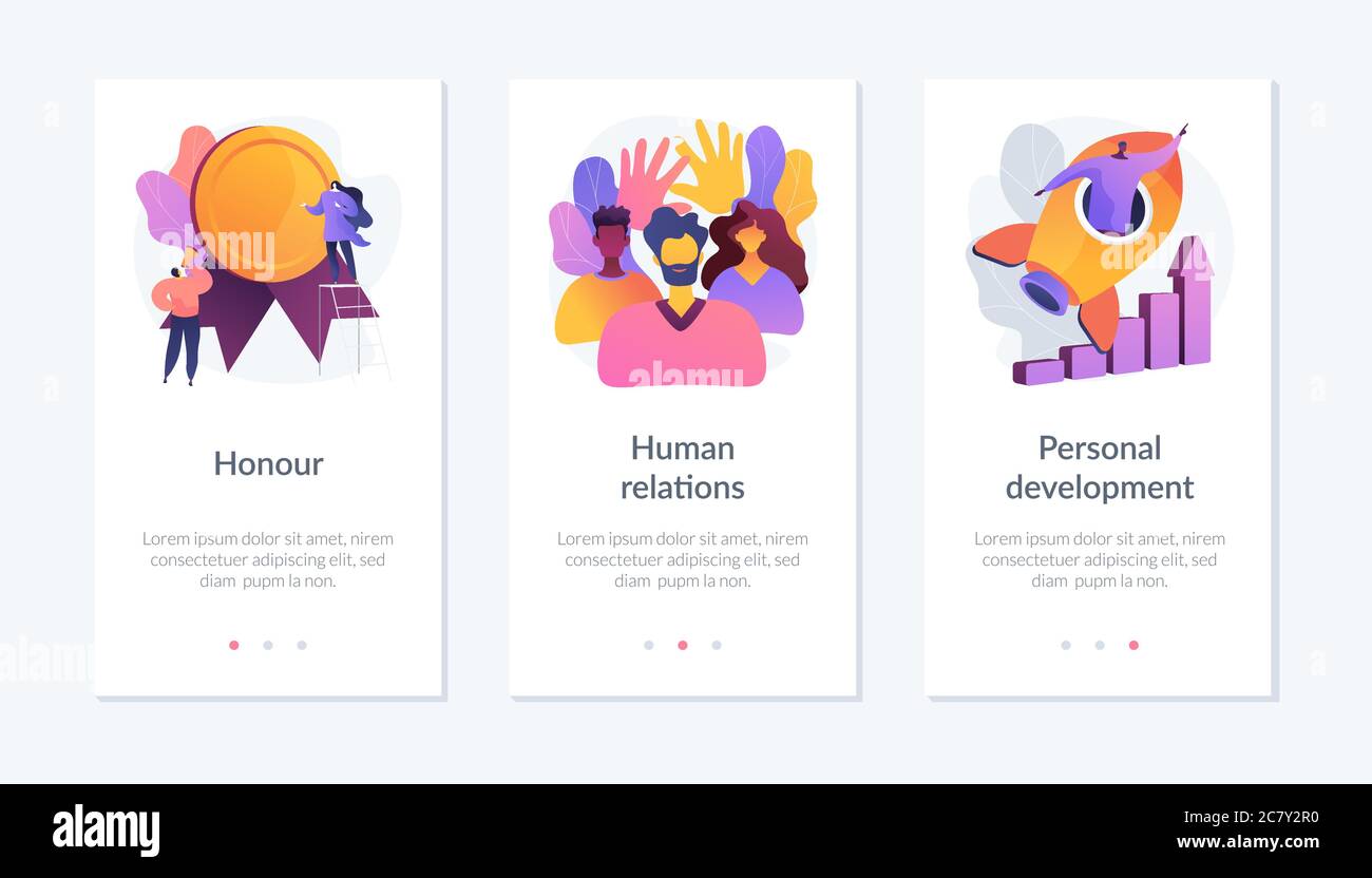 Personal achievement and employees training app interface template ...
