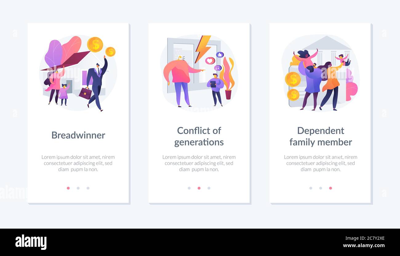 Traditional gender and social roles app interface template Stock Vector ...