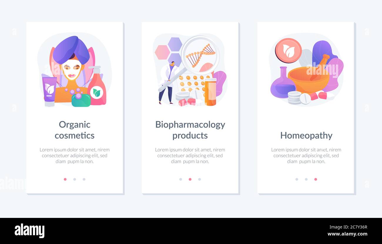 Organic pharmacological products app interface template Stock Vector ...
