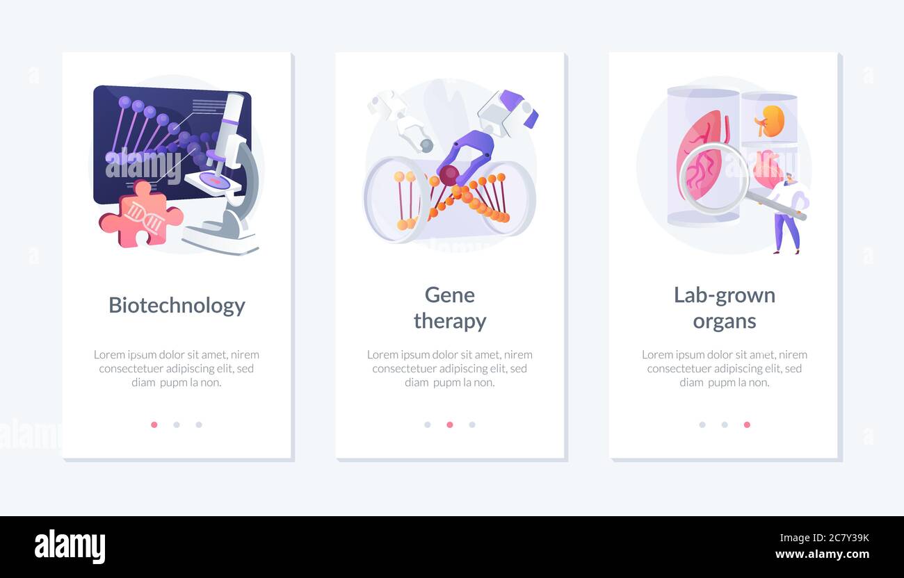 Biomedical and molecular engineering app interface template Stock ...