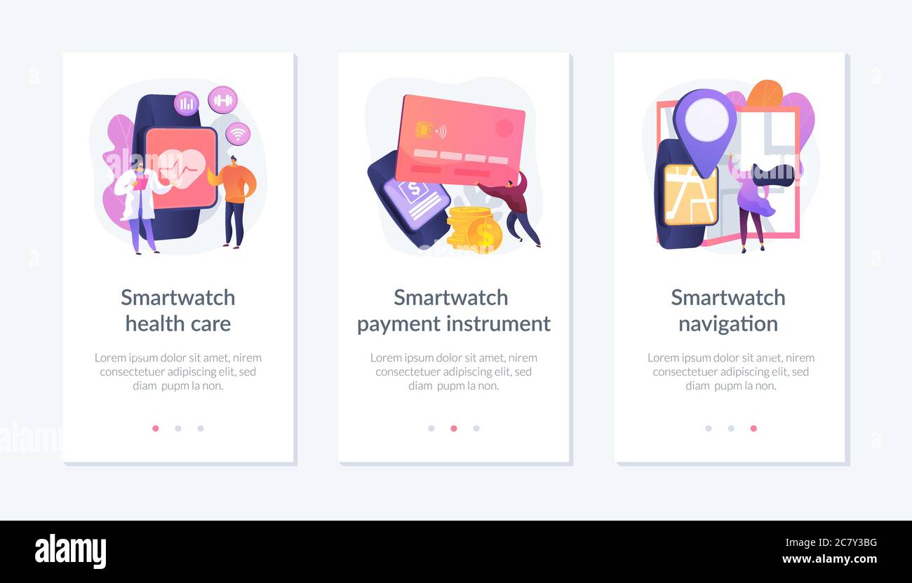 Smartwatch applications use app interface template Stock Vector Image ...