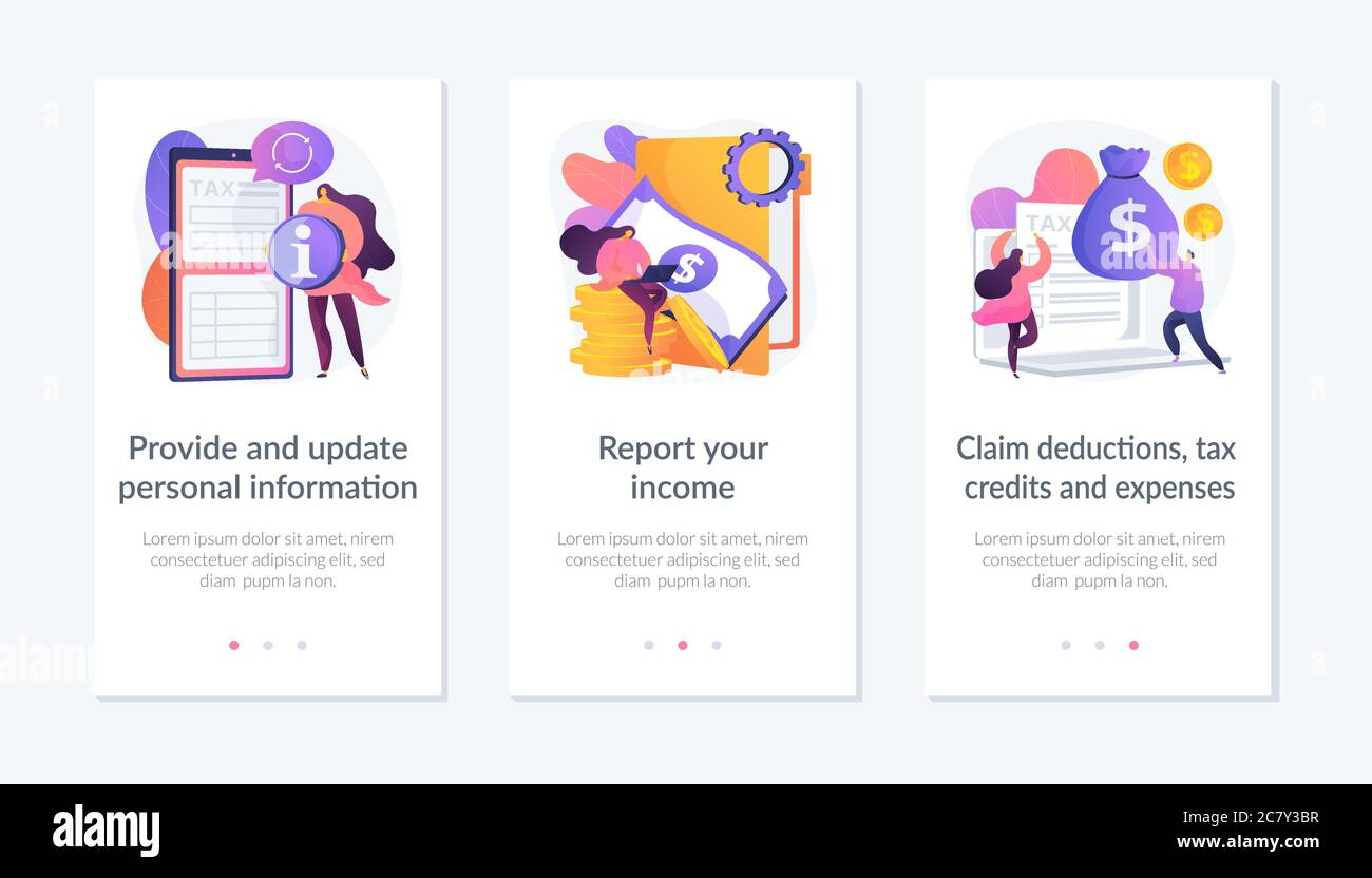 Tax accounting process flowchart app interface template Stock Vector ...