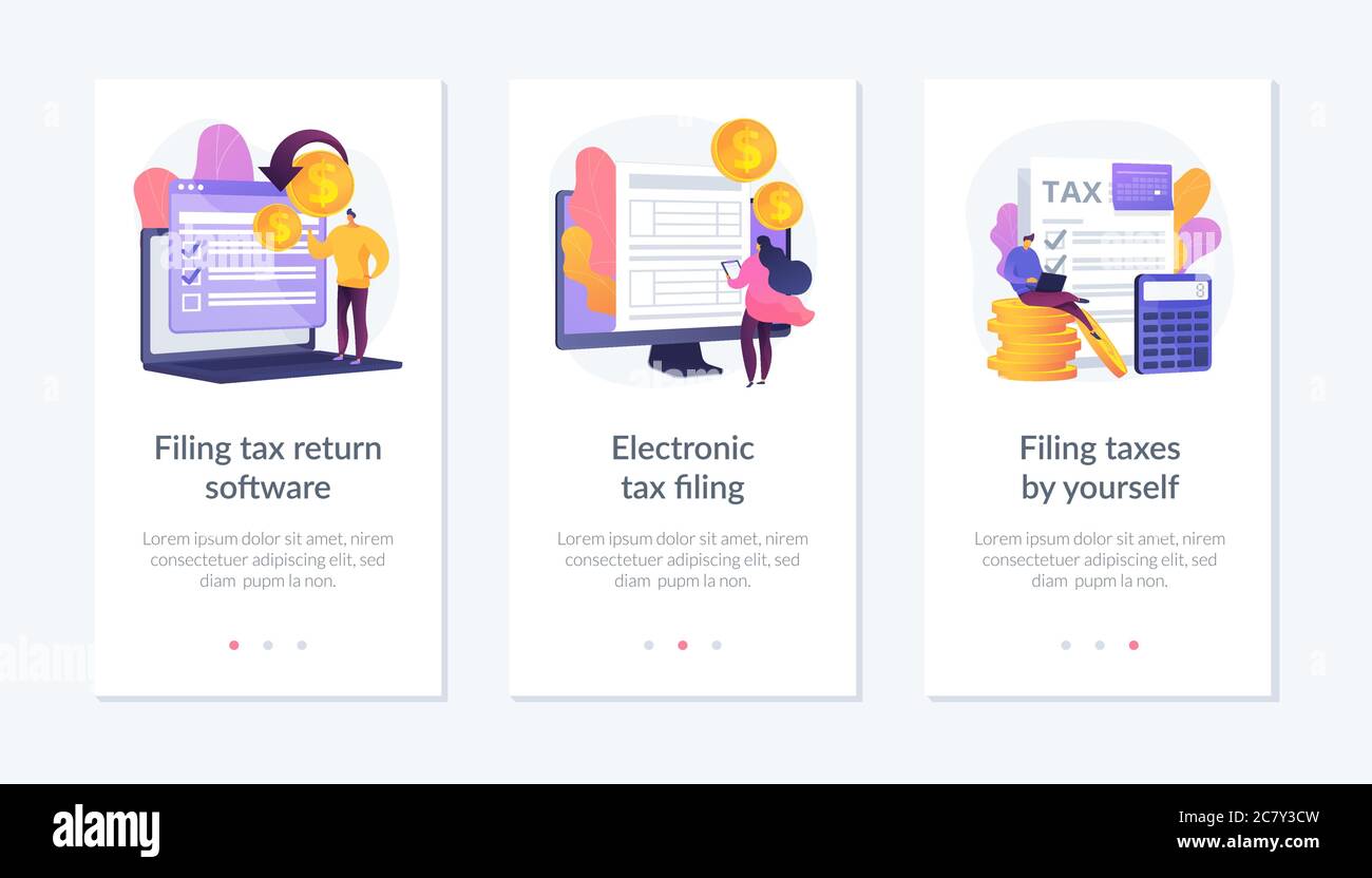 Filing tax return software app interface template Stock Vector Image ...