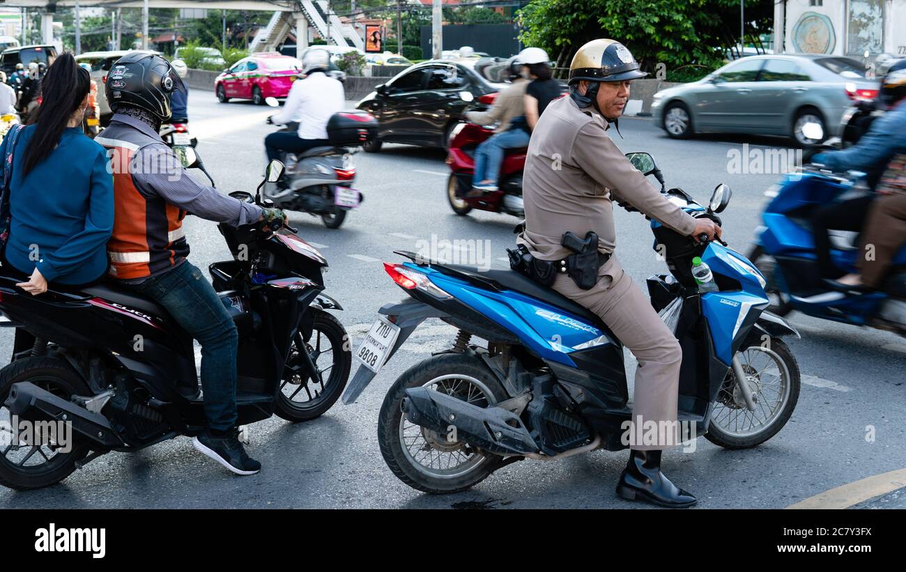 Bangkok police scooter hi-res stock photography and images - Alamy