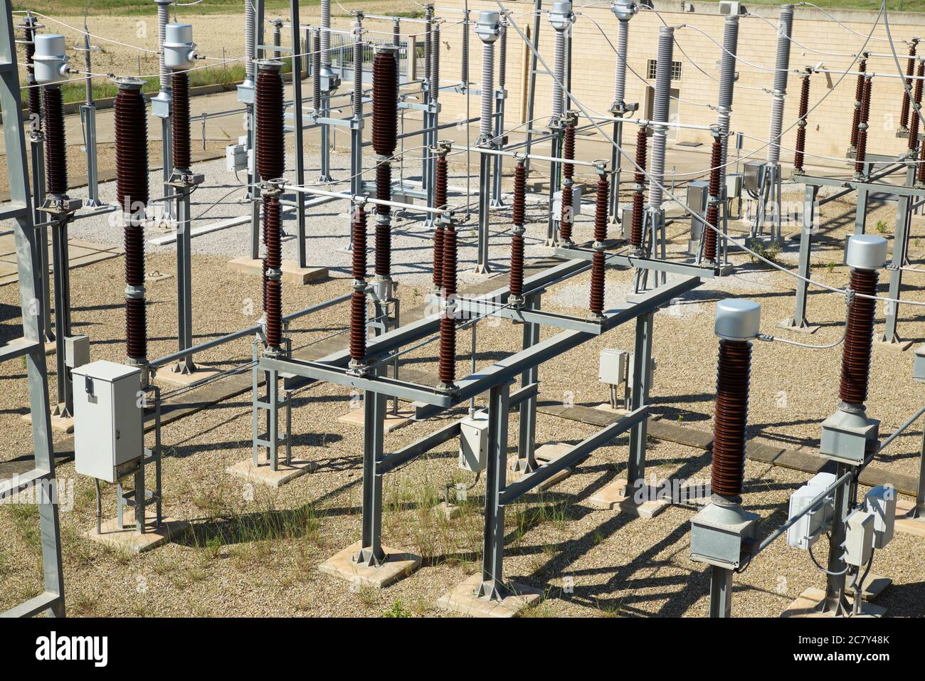 Electrical substation view in Zaragoza province, Aragon in Spain Stock ...