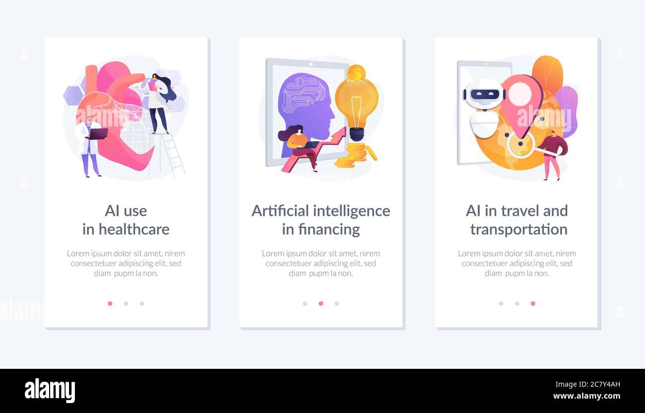 Artificial intelligence implementation app interface template Stock ...