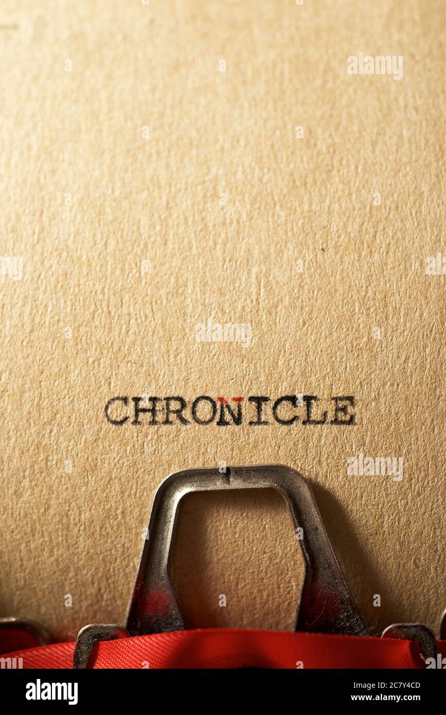 Chronicle word written with a typewriter Stock Photo - Alamy