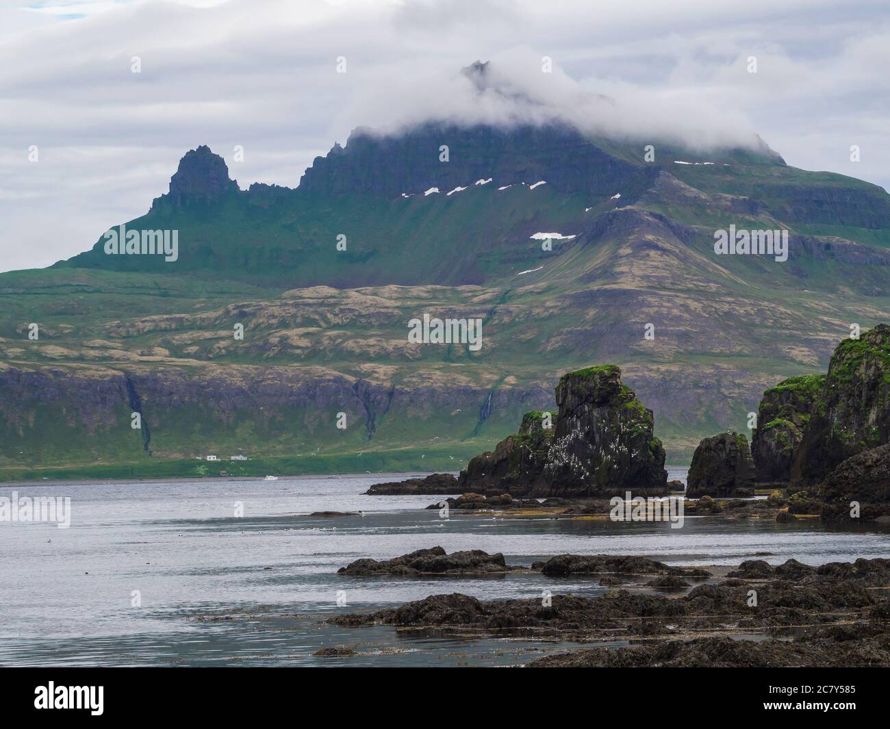 Mysterious view on beautiful king and queen Hornbjarg cliffs in west ...