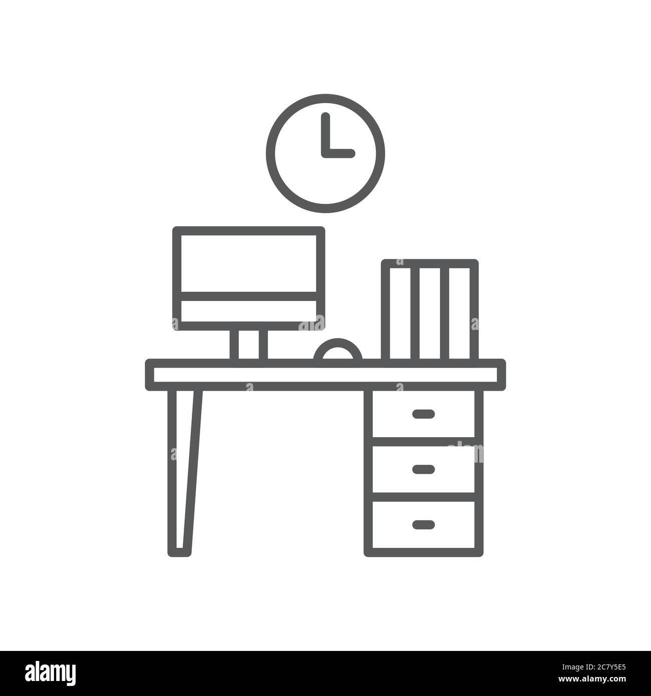 Office workspace desk vector icon symbol workspace isolated on white ...