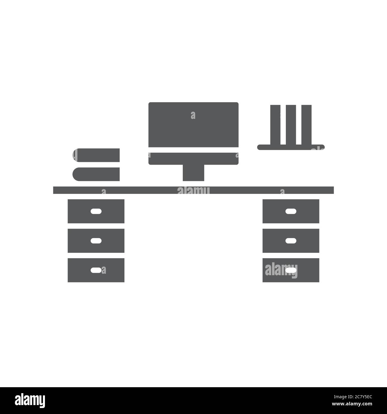 Office Workspace Desk Vector Icon Symbol Workspace Isolated On White