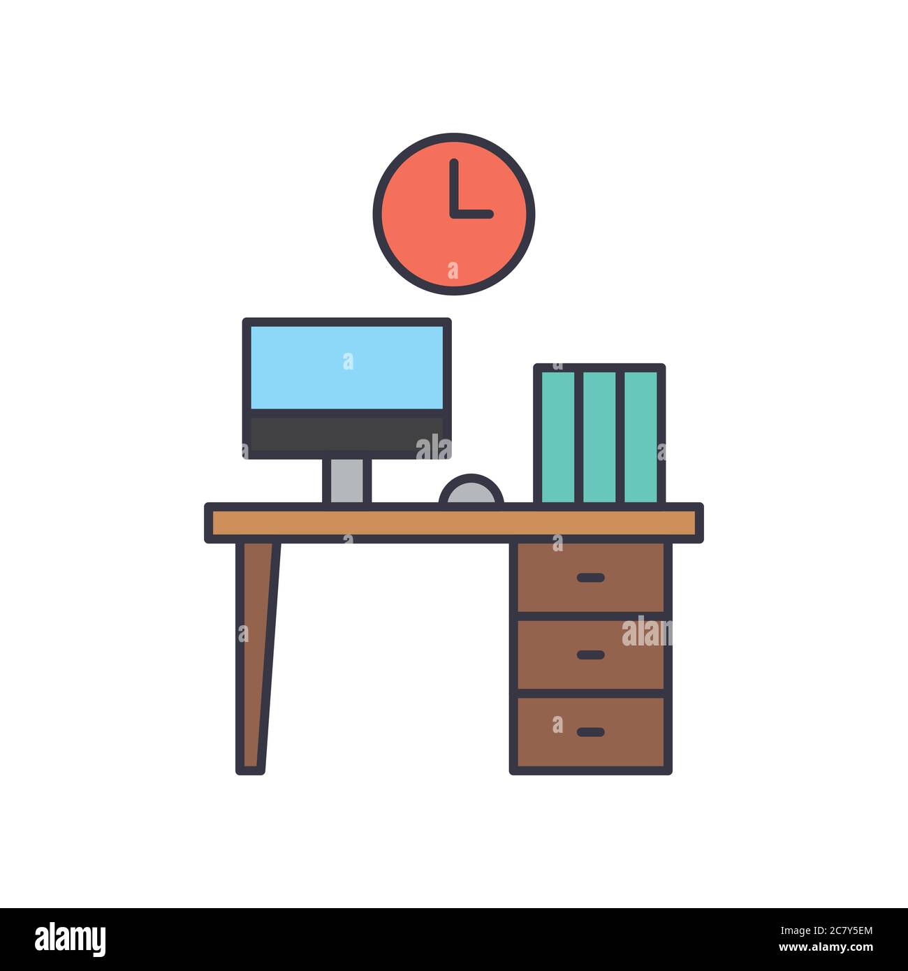 Office workspace desk vector icon symbol workspace isolated on white ...