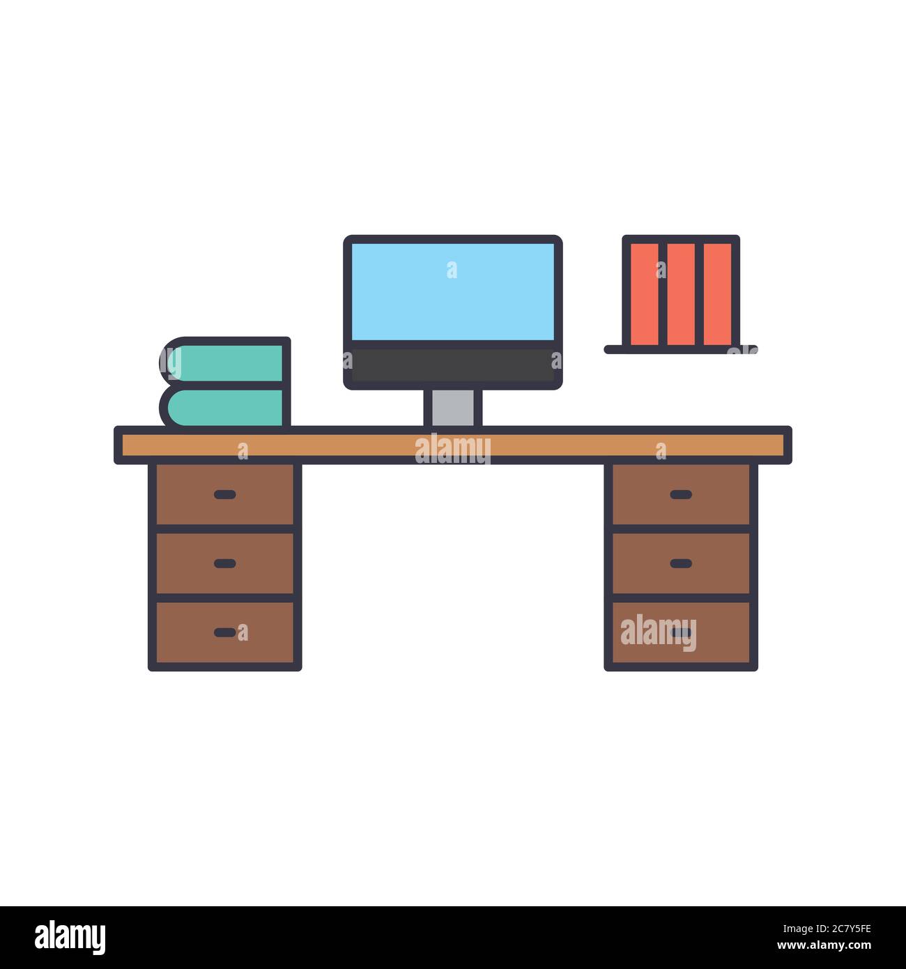 Office Workspace Desk Vector Icon Symbol Workspace Isolated On White
