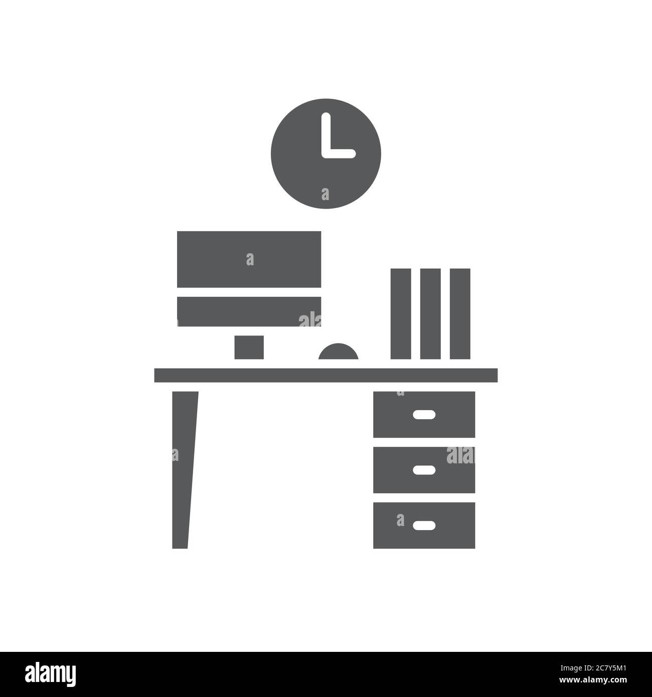 Office Workspace Desk Vector Icon Symbol Workspace Isolated On White