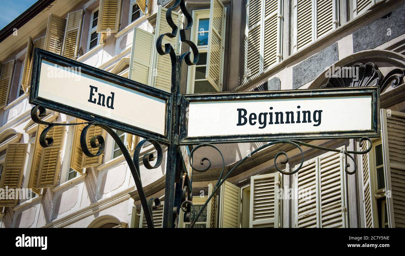 Street Sign the Direction Way to Beginning versus End Stock Photo - Alamy
