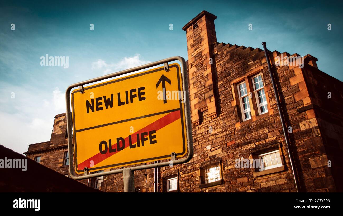 Street Sign the Direction Way to NEW LIFE versus OLD LIFE Stock Photo ...