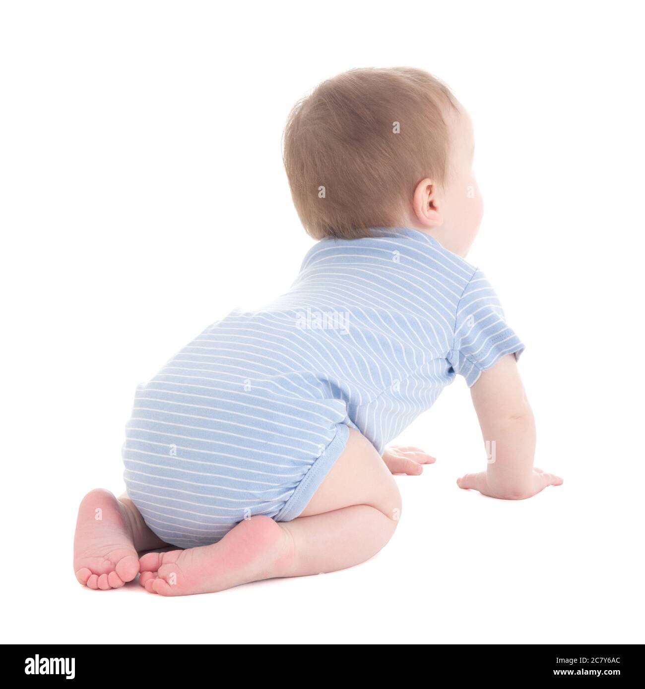 back view of baby boy toddler isolated on white background Stock Photo ...