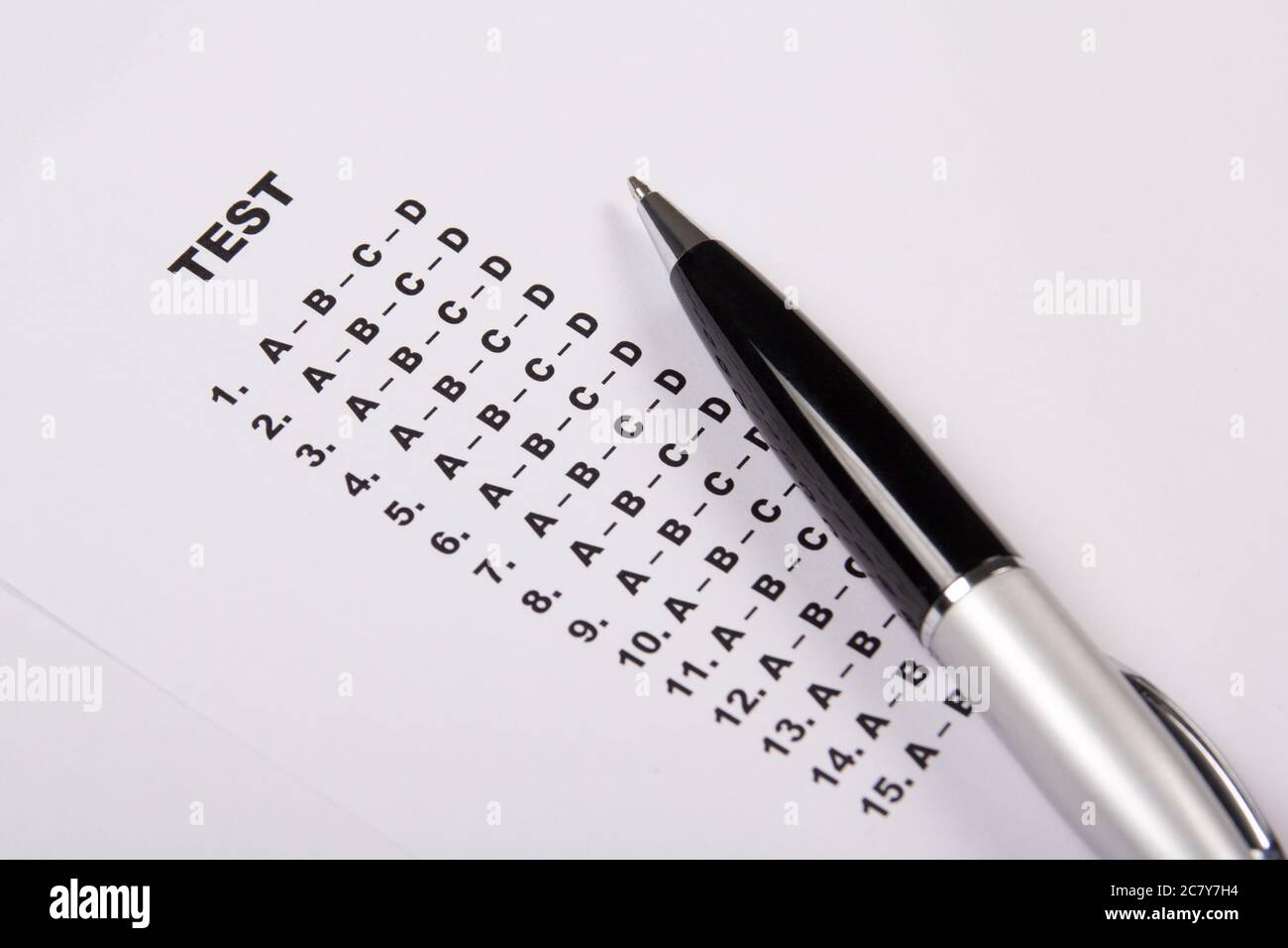 test score sheet with answers and metal pen Stock Photo - Alamy