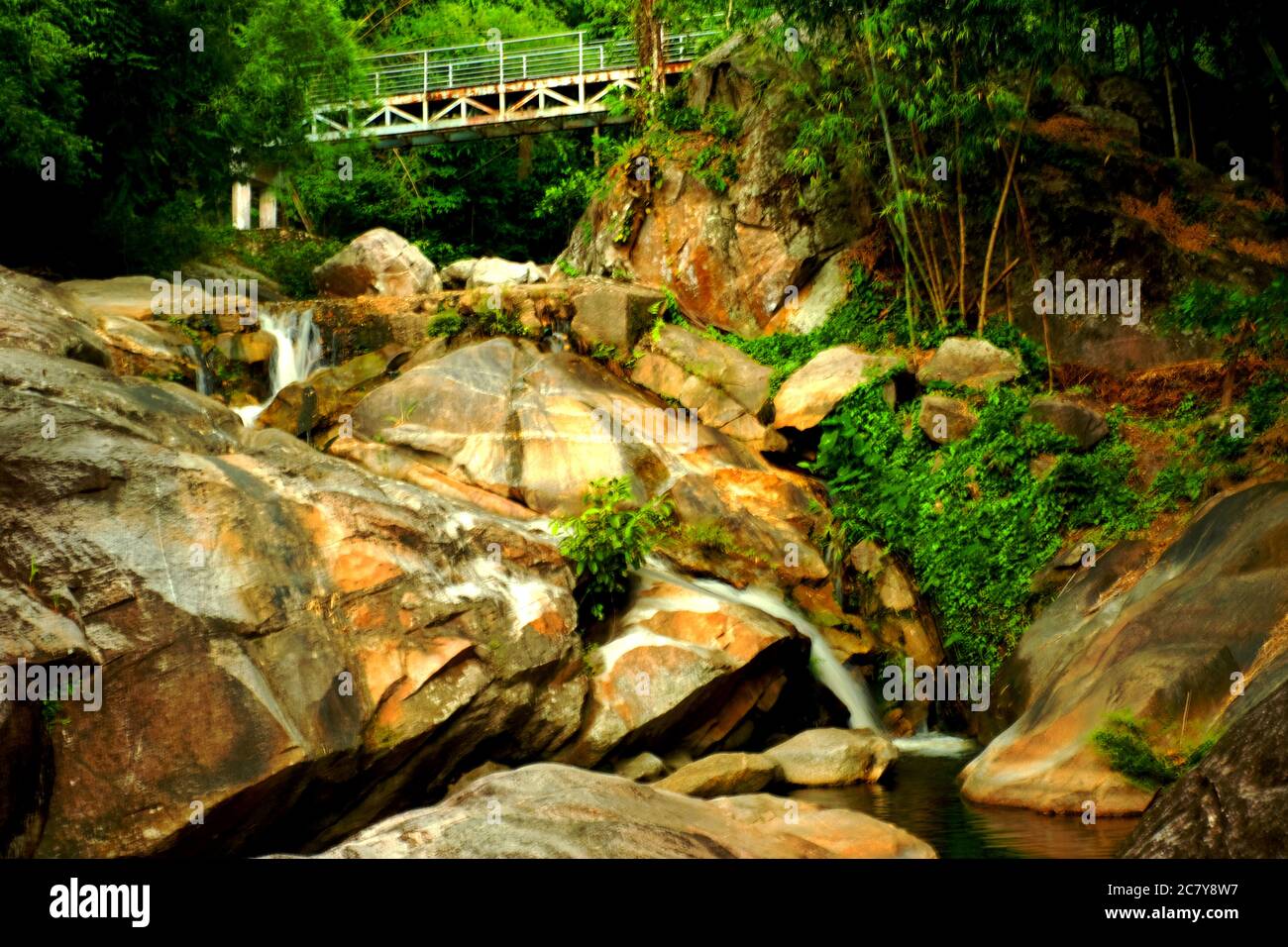 The flowing tide of water through rocks Stock Photo - Alamy