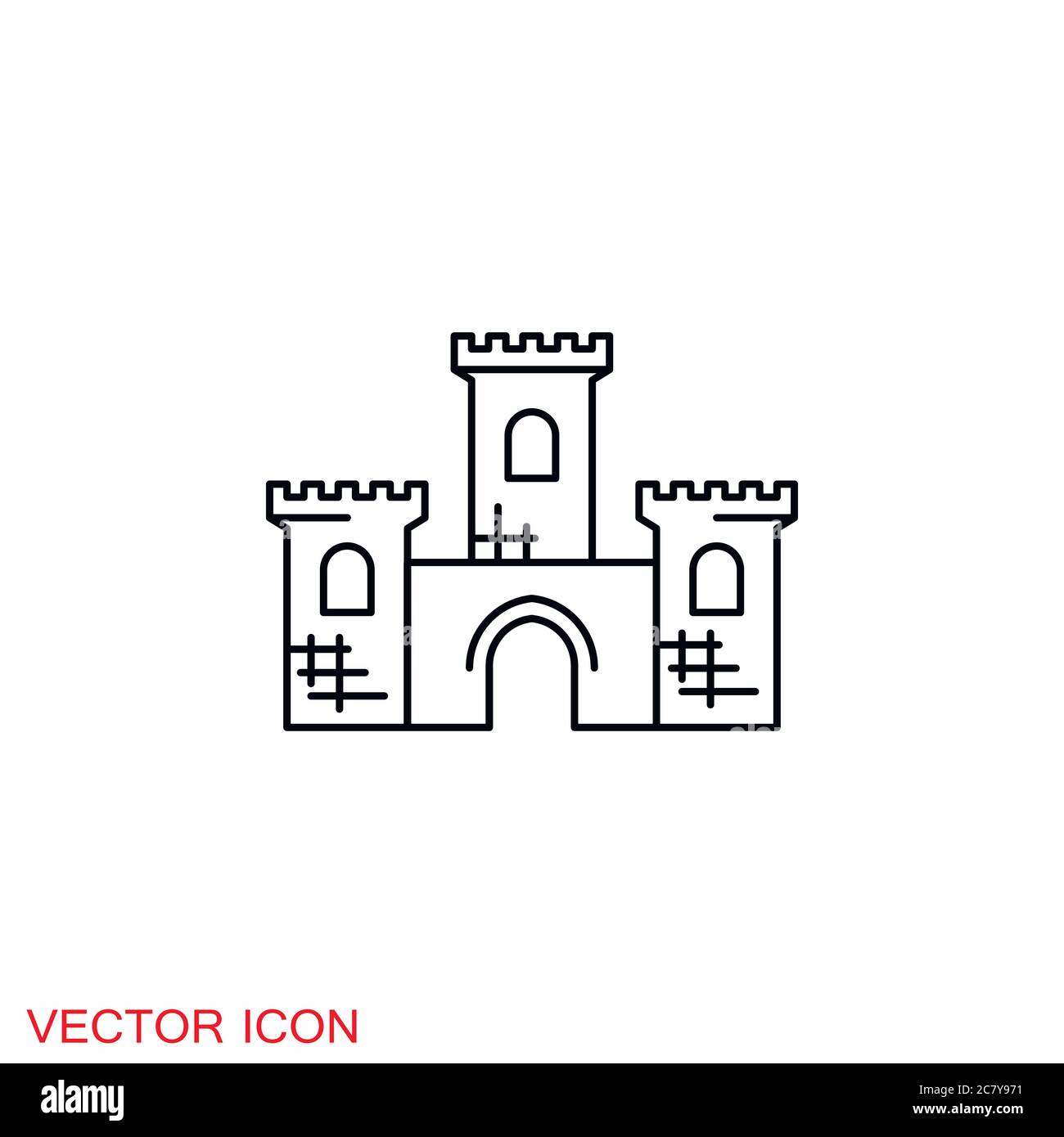 Castle icon. Castle tower icon or symbol. Vector illustration Stock ...