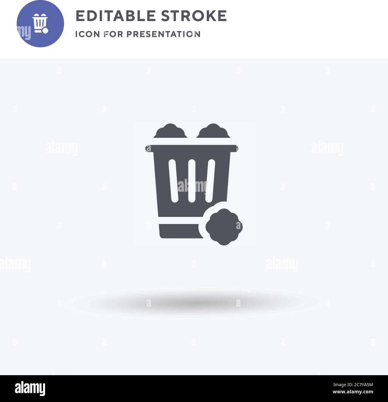 Bin icon vector, filled flat sign, solid pictogram isolated on white ...