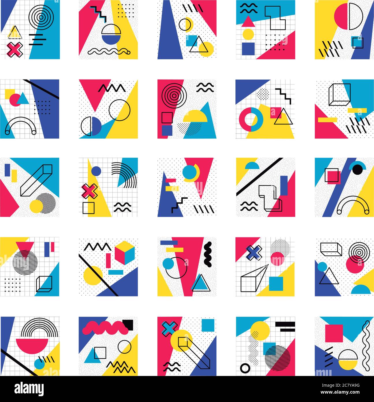 bundle of abstract posters with colors and figures geometrics vector ...