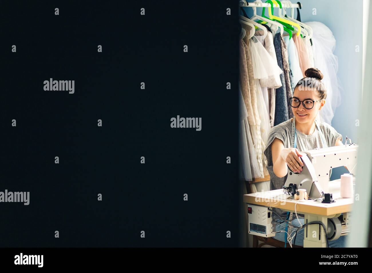 home office desk background, Desk Dressmaker ,Workplace of seamstress ...