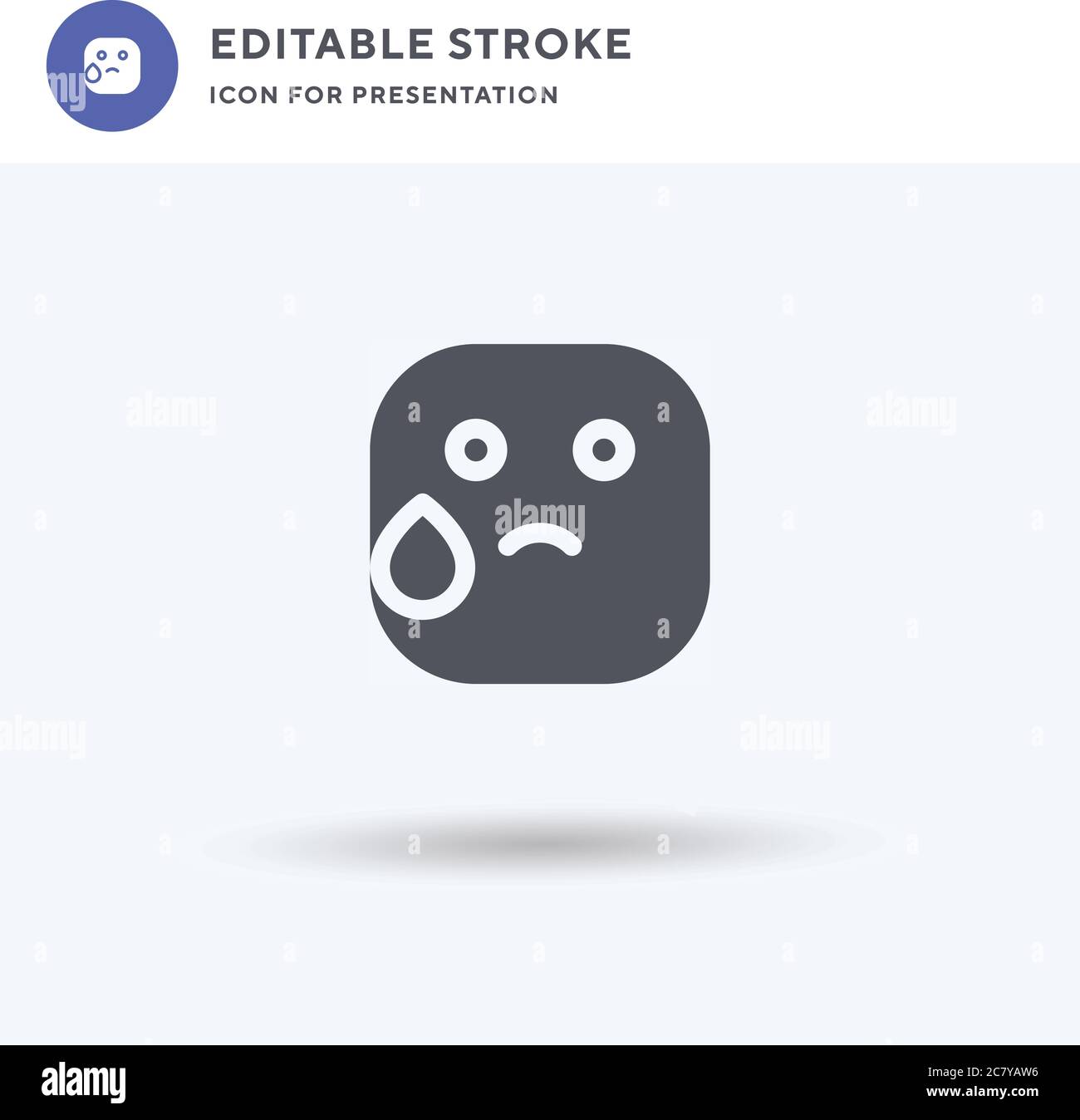 Crying icon vector, filled flat sign, solid pictogram isolated on white ...