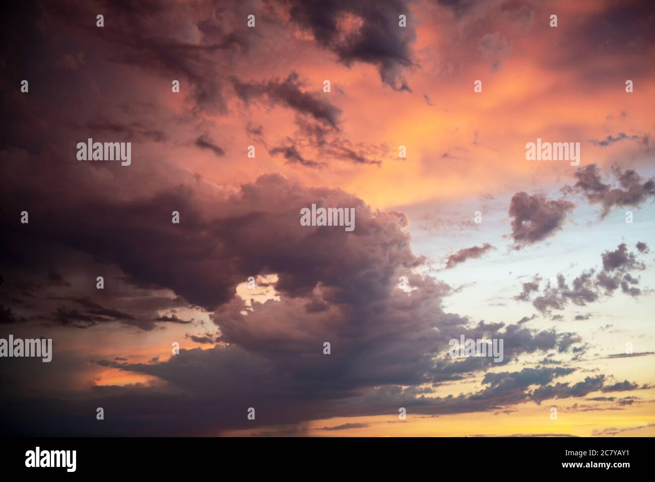 a Beautiful dark orange sky evening beauty and clouds at sunset Stock ...