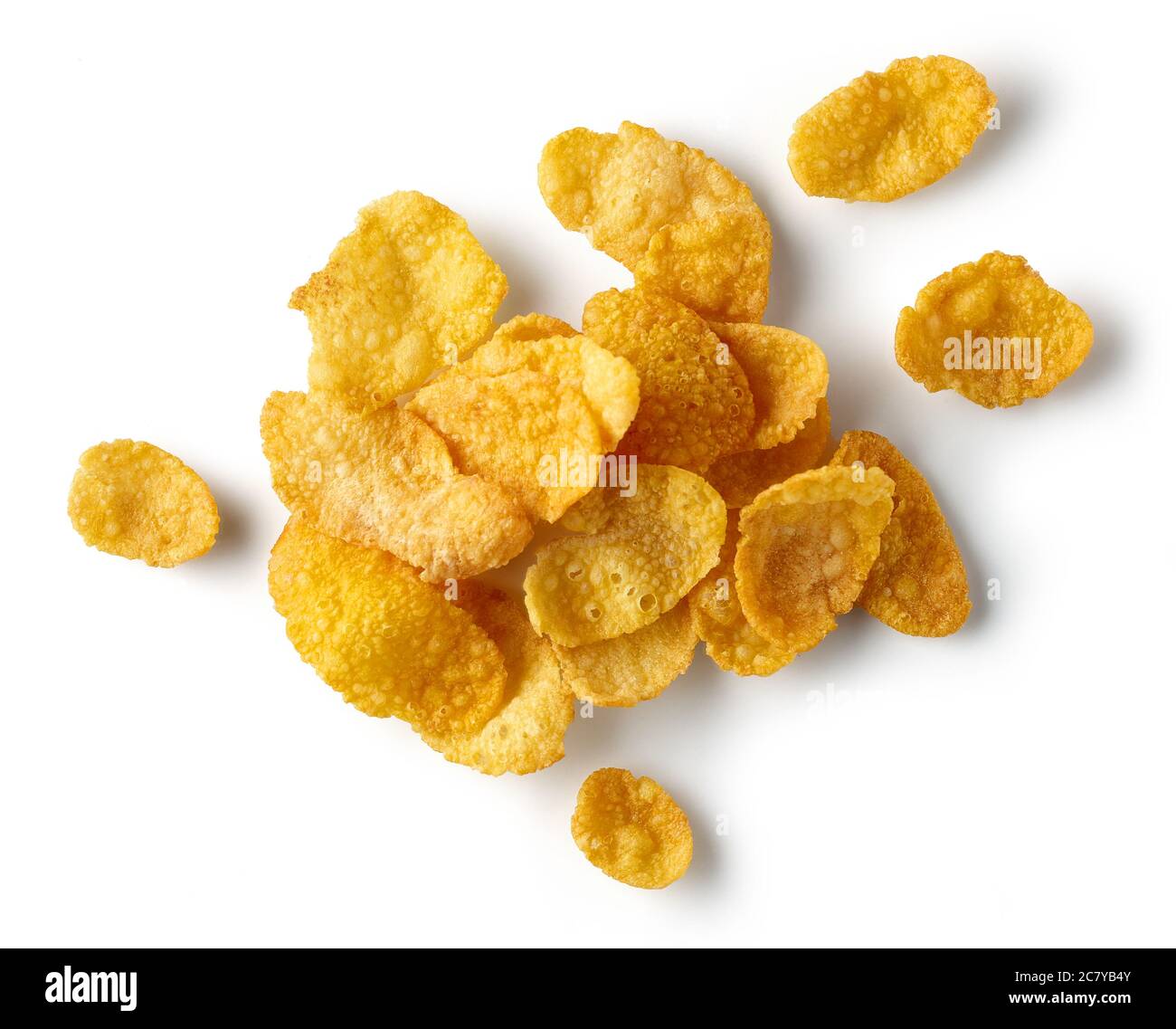 corn flakes isolated on white background, top view Stock Photo - Alamy