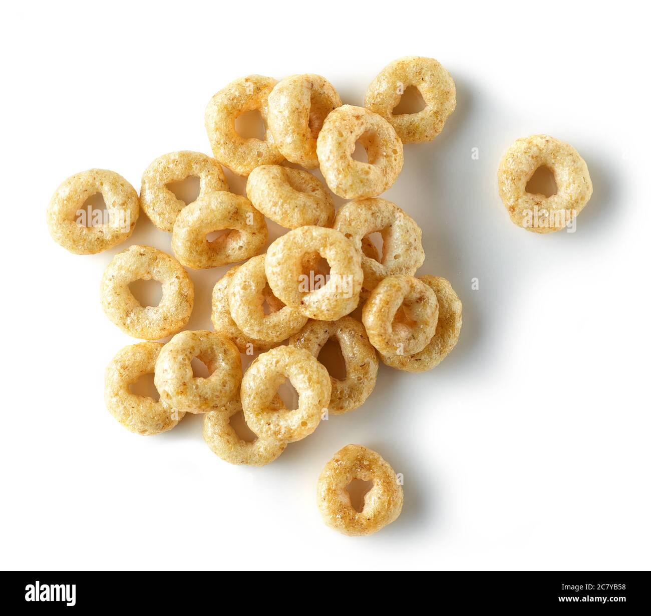 breakfast cereal sweet rings isolated on white background, top view ...