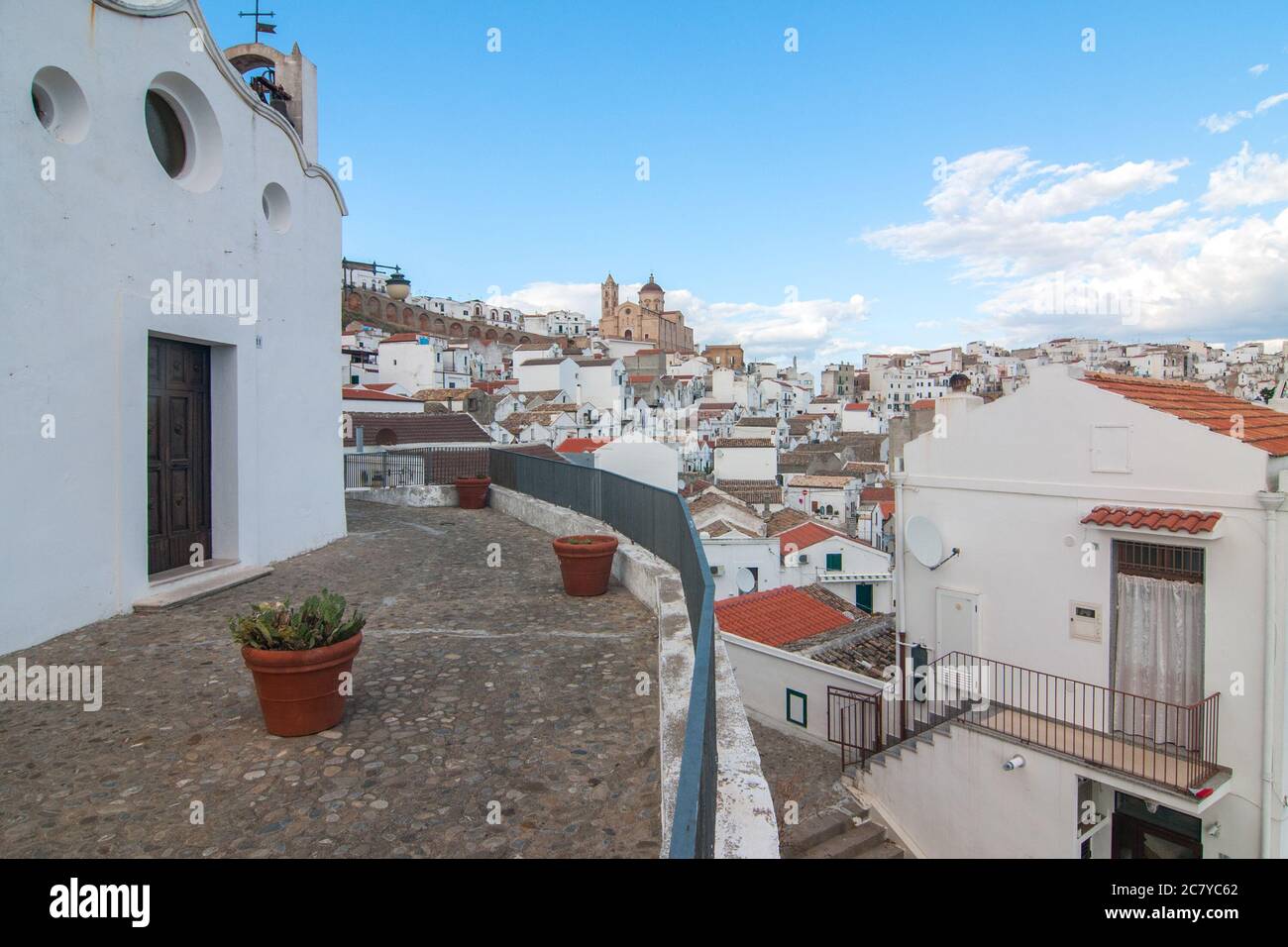 A view of the village of Pisticci, Italy. Pisticci is a town in the ...